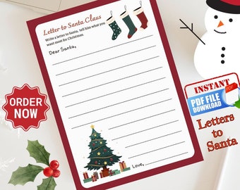 Santa Letter Digital Printable PDF Letter to Santa Instant Download ...