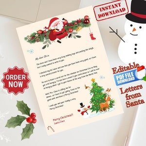 Letter From Santa Editable Digital Printable PDF Letter Santa Instant ...