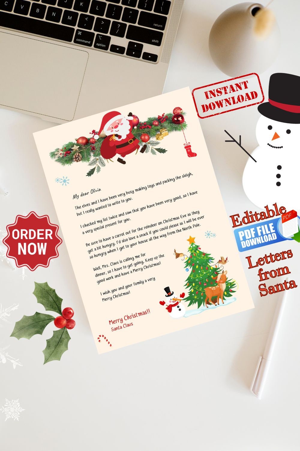 Letter From Santa Editable Digital Printable PDF Letter Santa Instant ...
