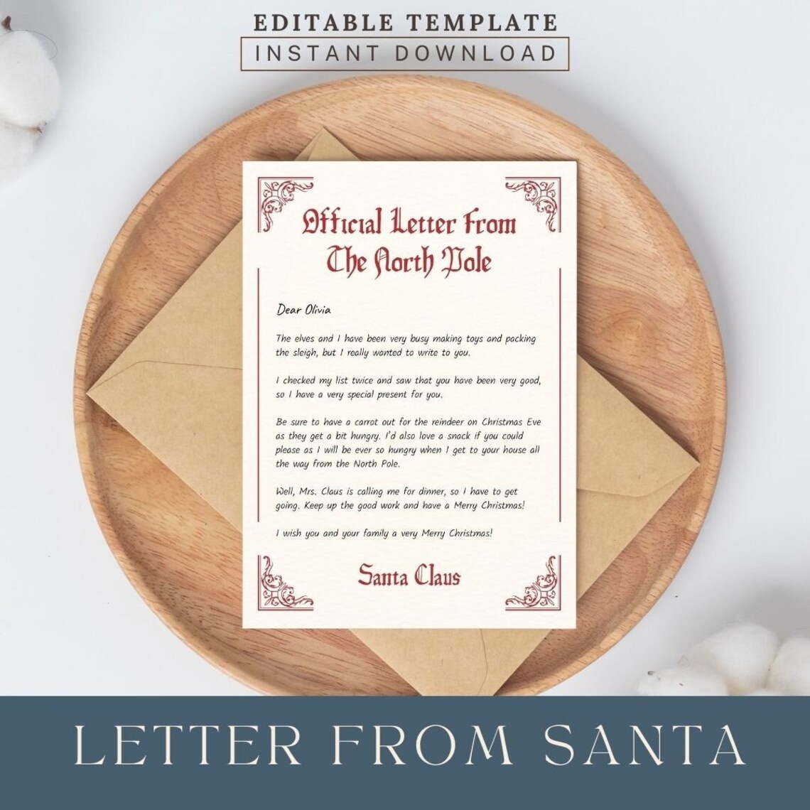 Letter From Santa Editable Digital Printable PDF Letter Santa Instant ...