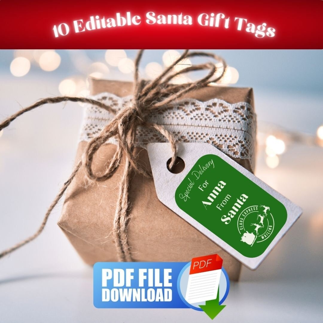 Santa Gift Tags Editable Printable Gift Tags Digital Instant - Etsy