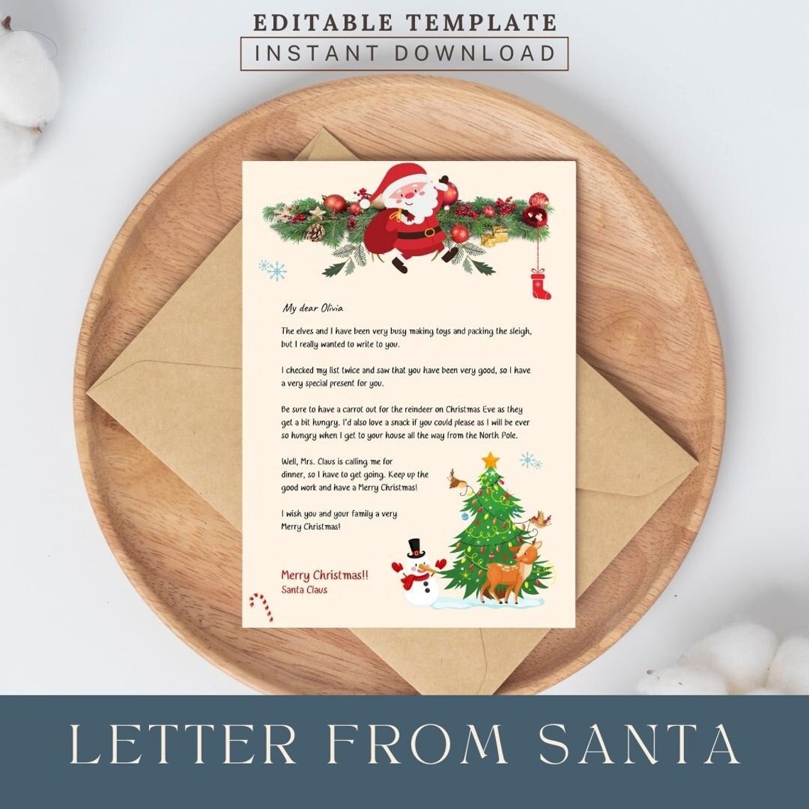 Letter From Santa Editable Digital Printable PDF Letter Santa Instant ...