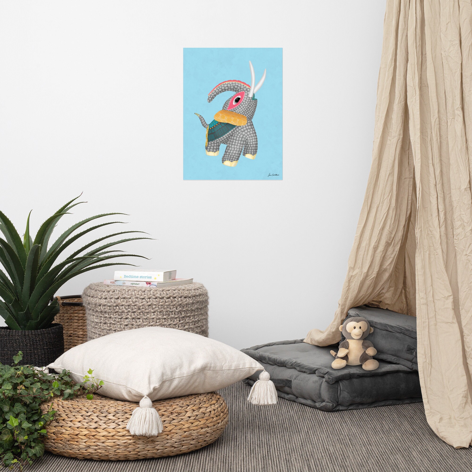 Alebrije Art Print - Elefante (elephant), Mexican Folk, Oaxacan Art ...