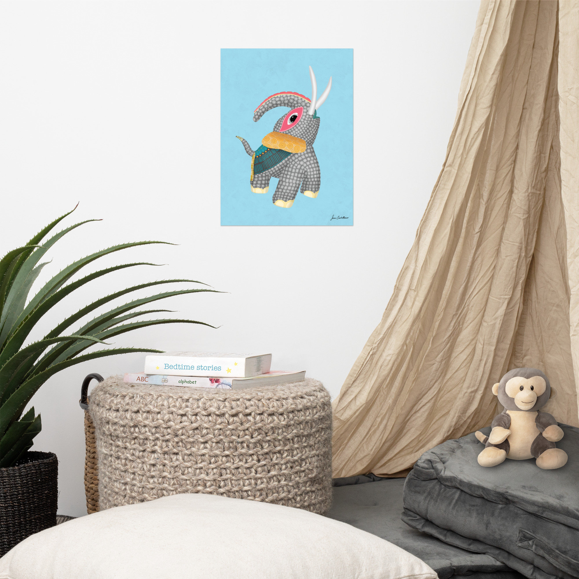 Alebrije Art Print - Elefante (elephant), Mexican Folk, Oaxacan Art ...