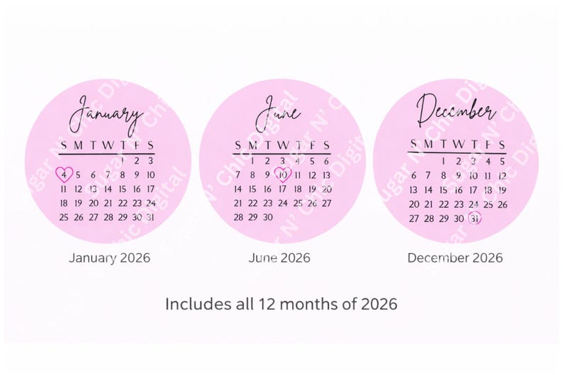 2026 Cake Calendar Template | Edible Image Calendar for Cakes ...