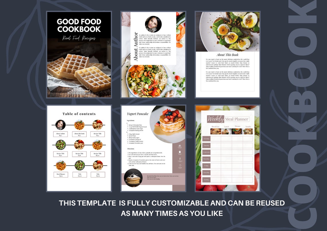 Cookbook Template for Canva, Editable Recipe Book, Family Cookbook ...