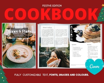Cookbook Template for Canva, Editable Recipe Book, Family Cookbook ...