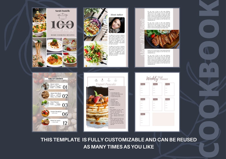 Cookbook Template for Canva, Editable Recipe Book, Family Cookbook ...