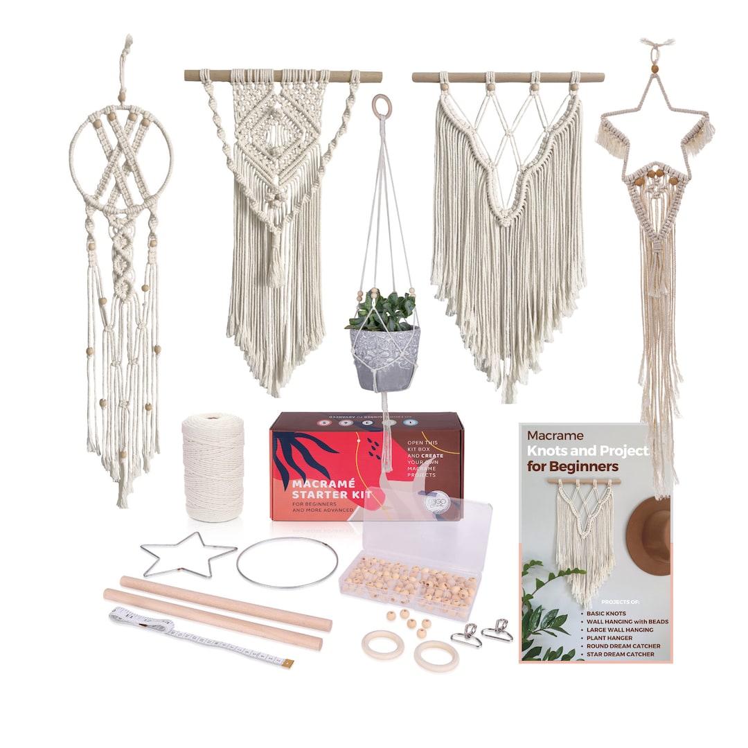 DIY Macrame Kit for Adults Beginners: 2 Wall Macrame + 1 Macrame Plant ...
