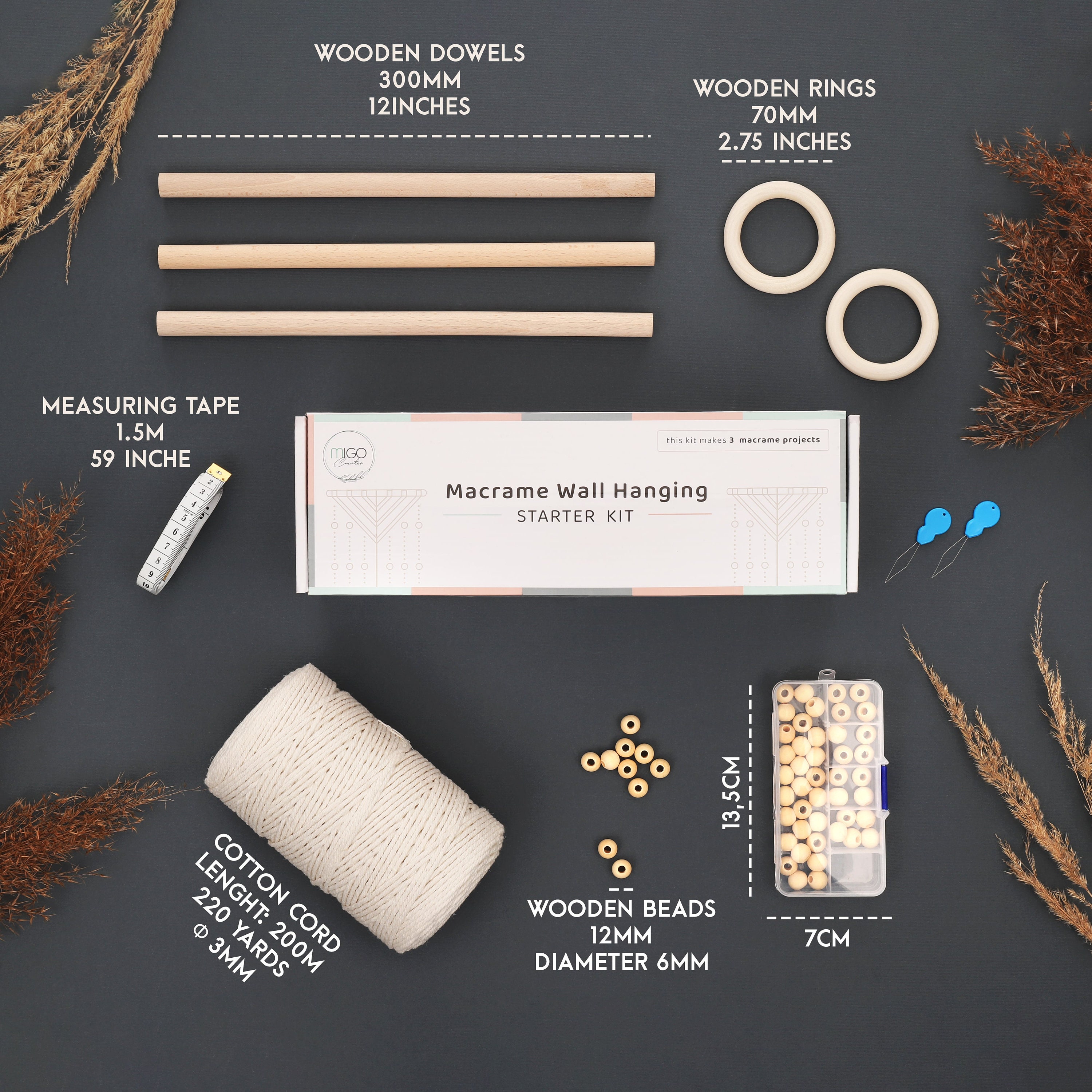 DIY Macrame Kit for Adults Beginners: 2 Wall Macrame + 1 Macrame Plant Hanger + Macrame Hat ...