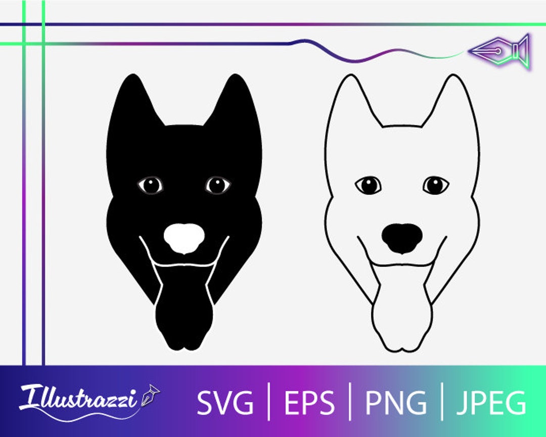 Black Dog Face SVG Bundle, Black Dog Face Outline Png, Dog Face Print ...
