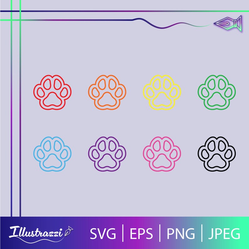 Colorful Paw Prints SVG Bundle Paw Print Clip Art Decal Paw Print ...