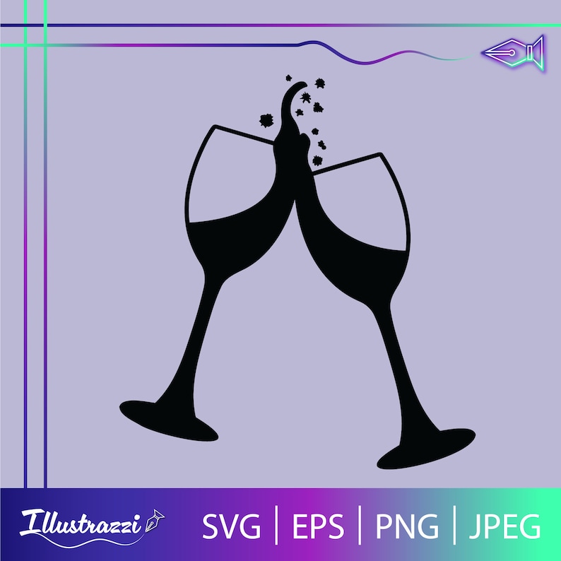 Black Wine Glasses Silhouette Cheers SVG Wine Glass Clipart - Etsy