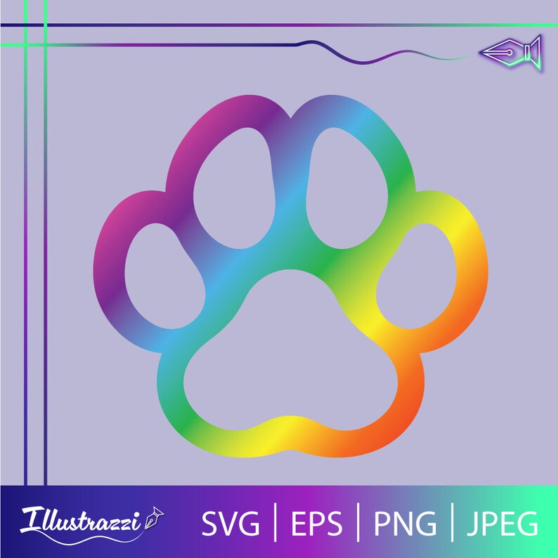 Rainbow Paw Prints SVG File Bundle Rainbow Pride Paw Prints Clip Art ...