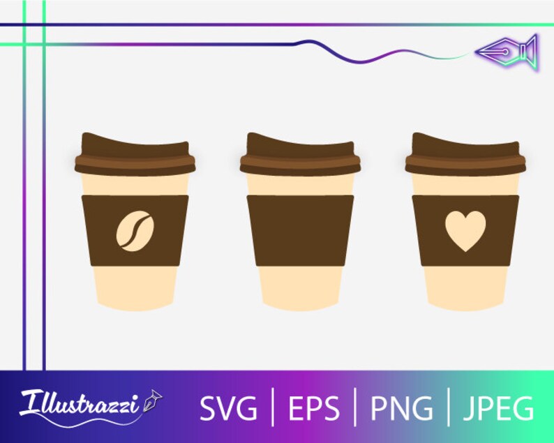 Brown Coffee To-go Cups SVG File Bundle Digital Download | Coffee Cups ...