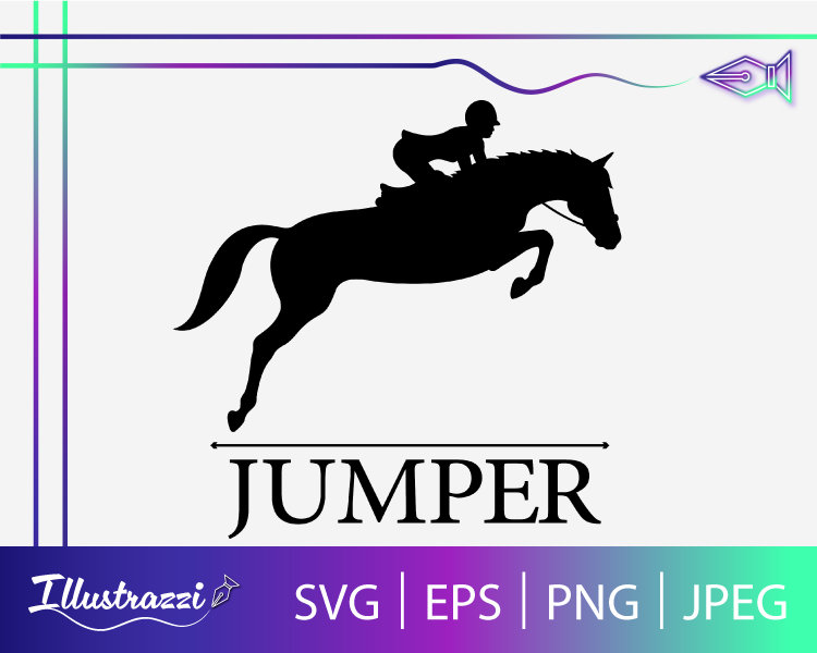 Horse & Rider Jumping Silhouette With 'jumper' Text, SVG for Prints, T ...