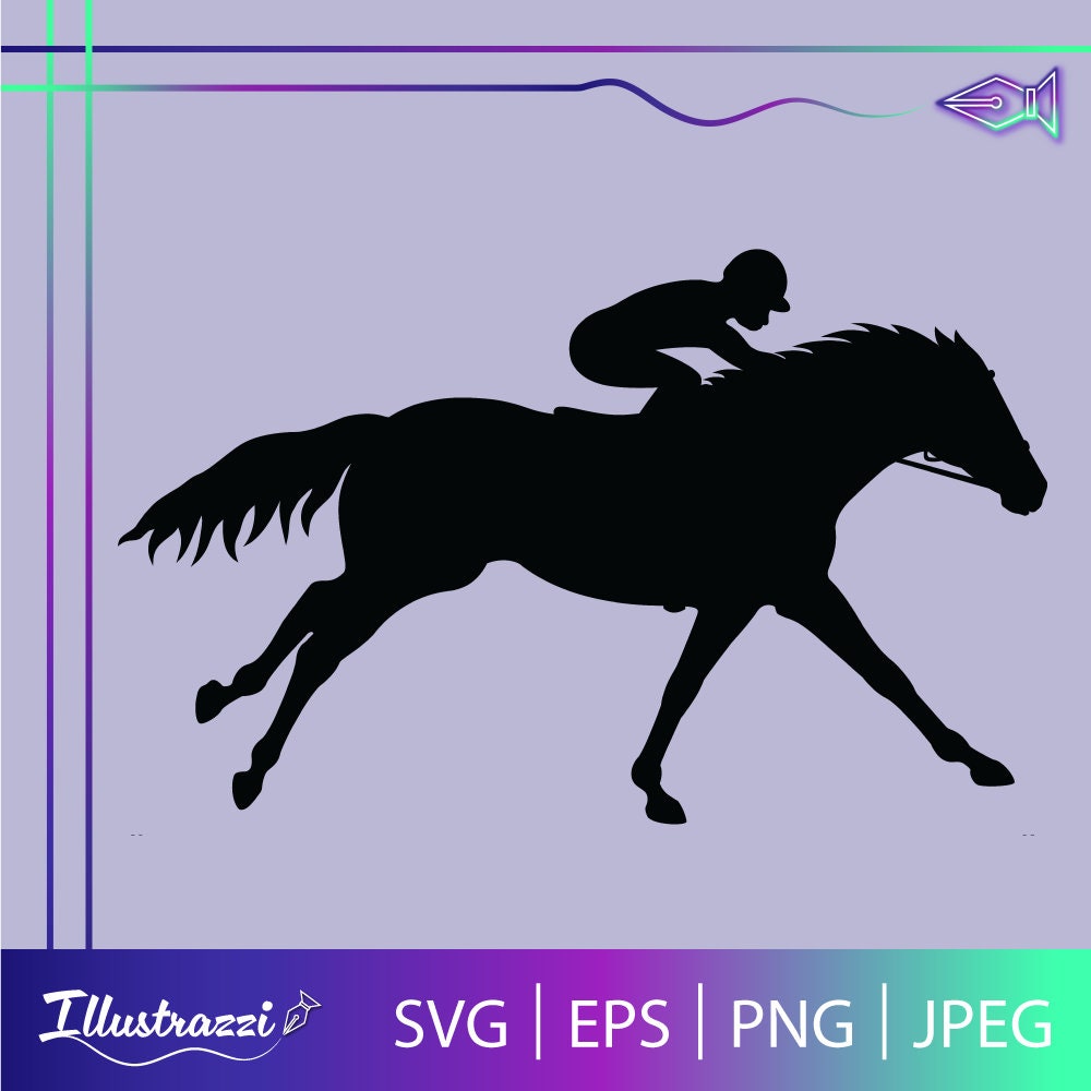Thoroughbred Racehorse & Jockey Silhouette SVG - Galloping OTTB Horse ...