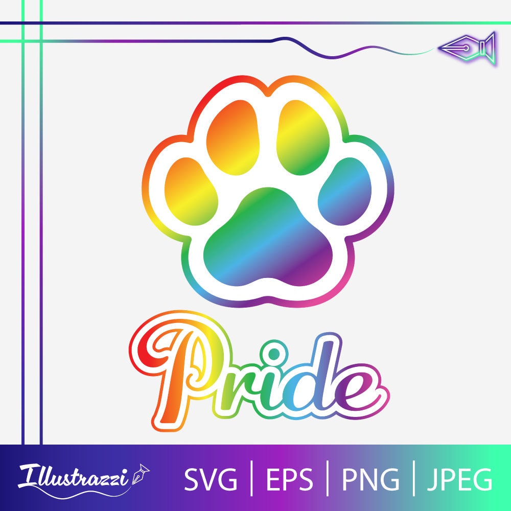 LGBTQ Puppy Pride Rainbow Paw Print SVG Pup / Gay Pride Clip Art for ...