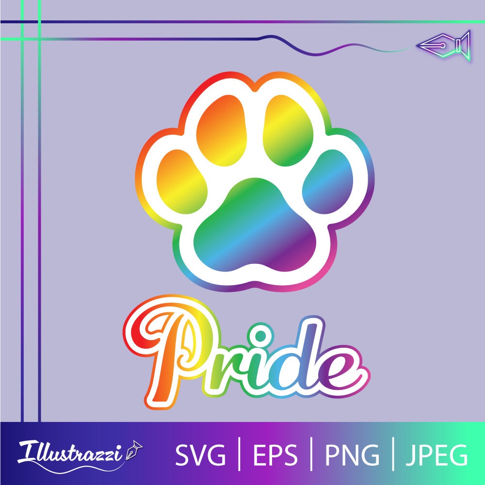 LGBTQ Puppy Pride Rainbow Paw Print SVG Pup / Gay Pride Clip Art for ...