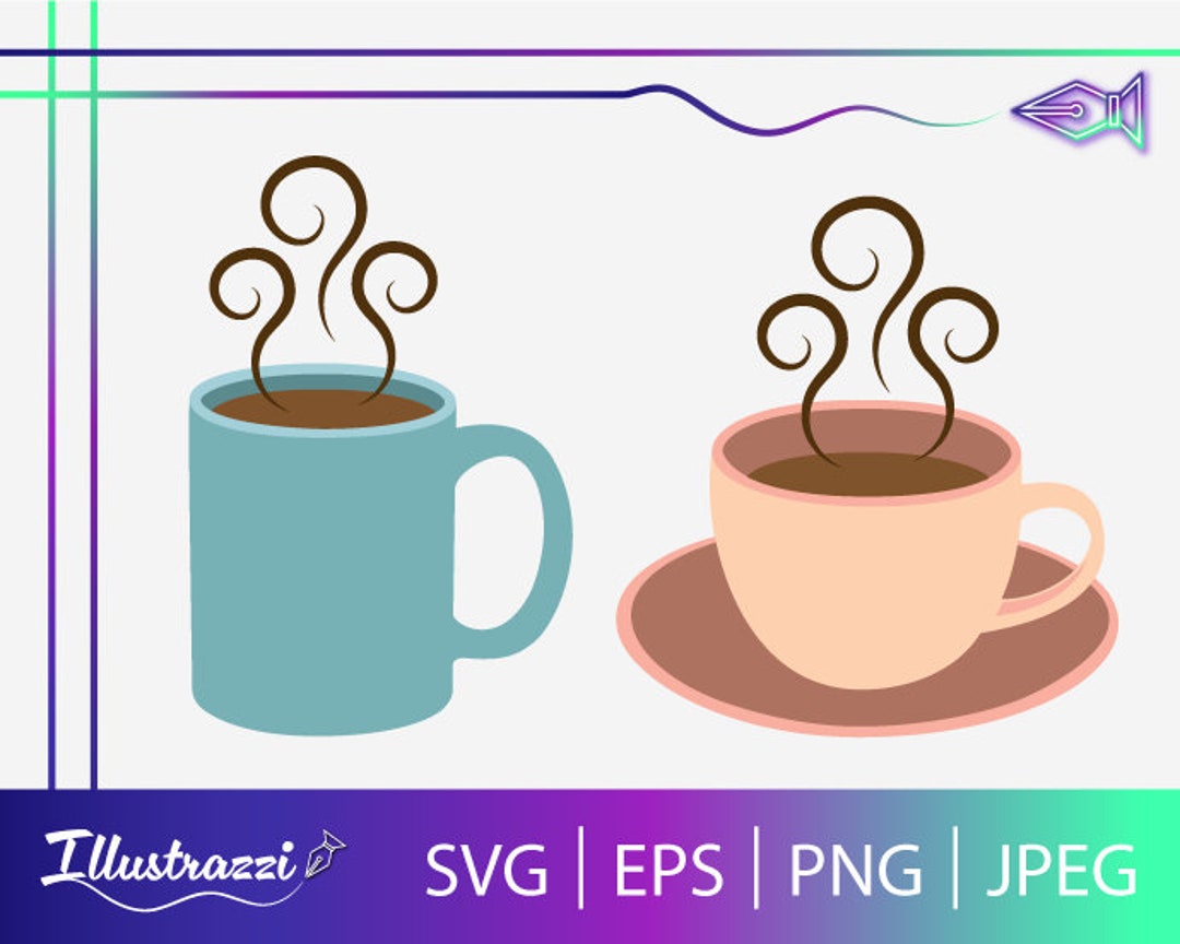 Multicolor Coffee Mugs SVG File Bundle - Printable Clip Art for Coffee ...