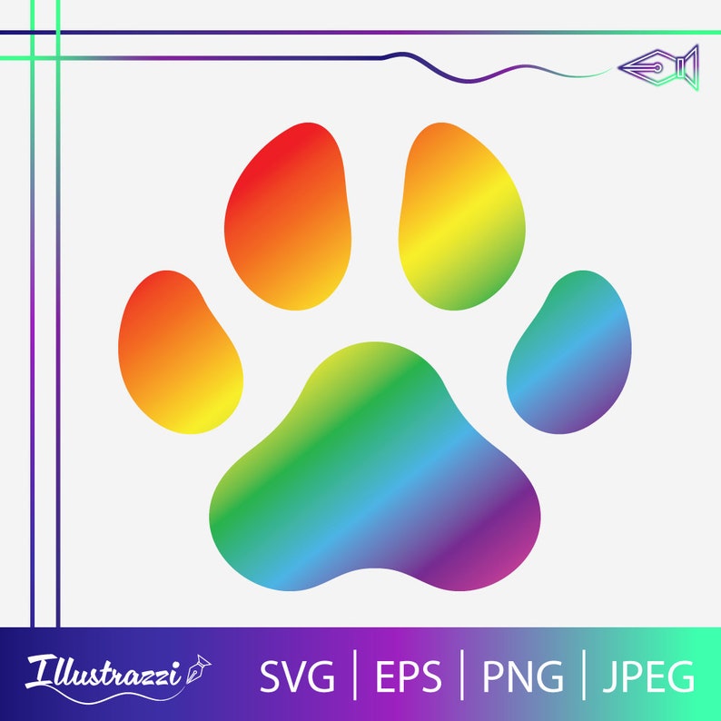 Rainbow Paw Prints SVG File Bundle Rainbow Pride Paw Prints Clip Art ...