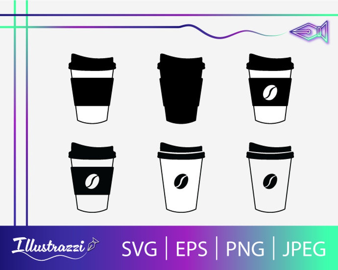 B&W Coffee To-go Cup SVG Bundle | Coffee Cup Clipart Bundle | Coffee ...