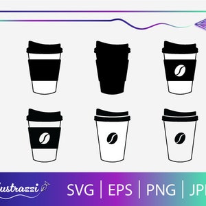 B&W Coffee To-go Cup SVG Bundle | Coffee Cup Clipart Bundle | Coffee ...