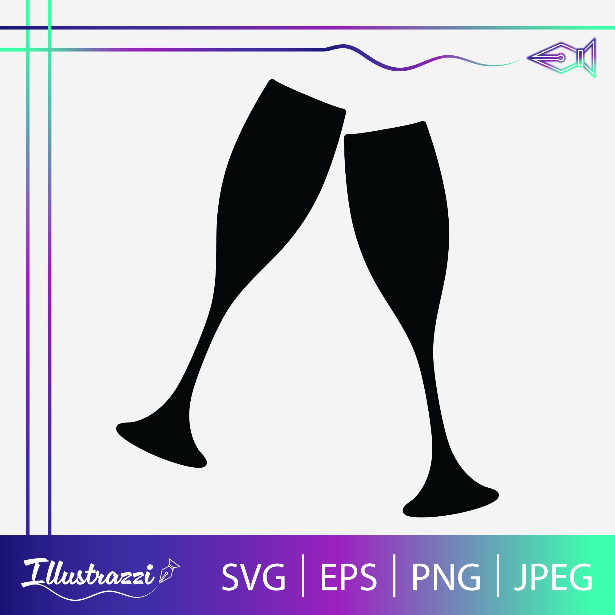 Champagne Flutes Toast SVG Champagne Flutes Svg Png Eps Jpeg Wine Glass ...