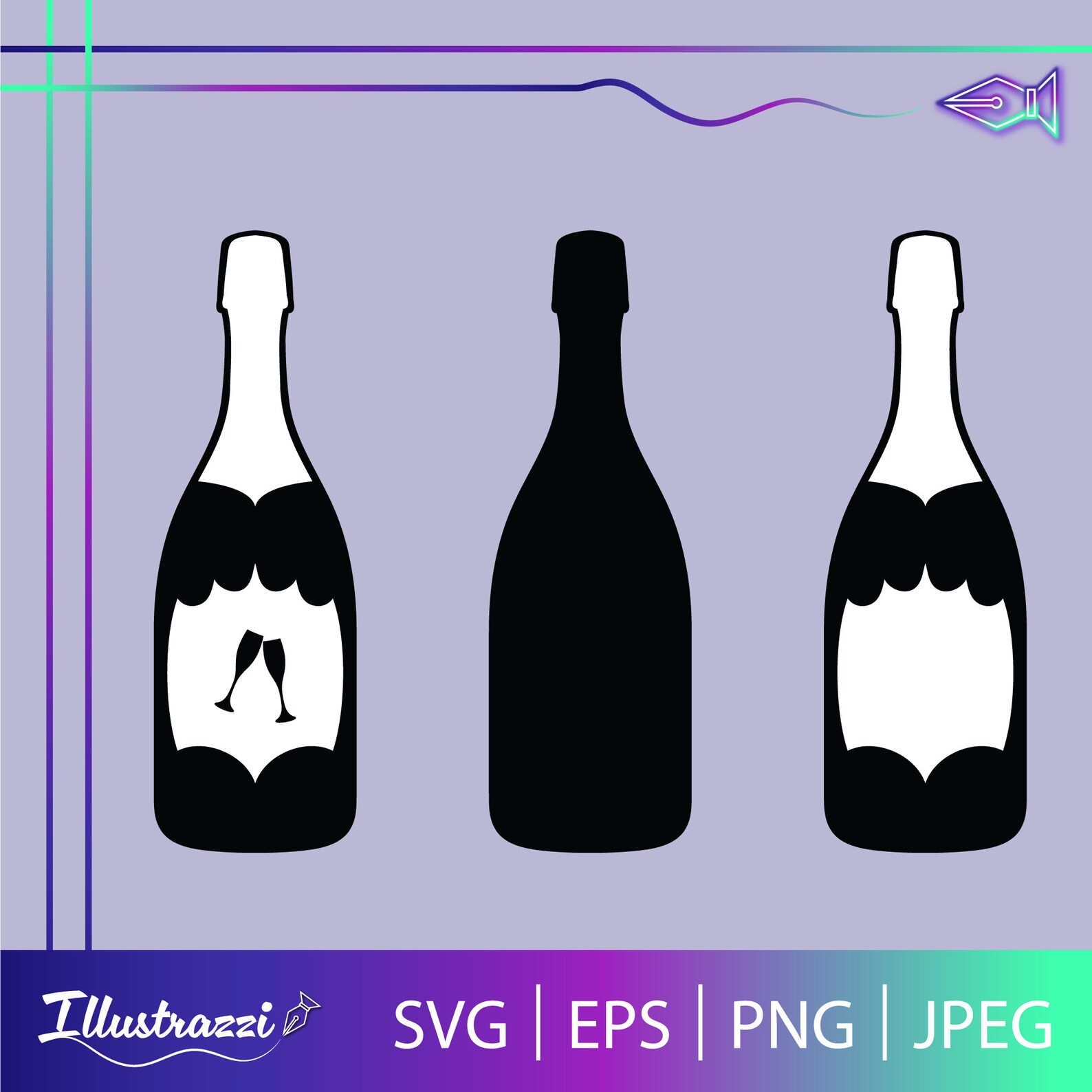 Champagne Bottle SVG Files | Champagne Bottle Svg, Champagne Bottle ...