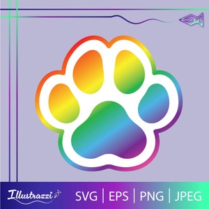 Rainbow Paw Prints SVG File Bundle | Rainbow Pride Paw Prints Clip Art ...