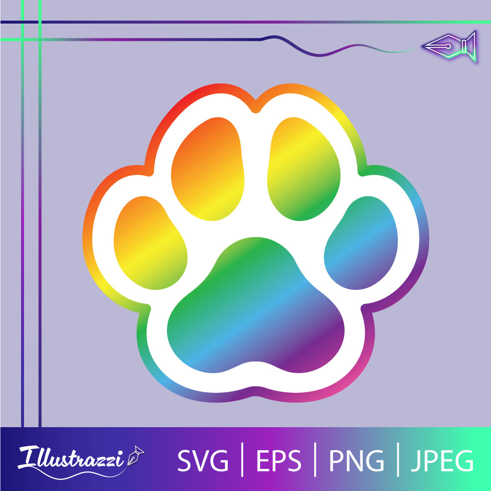 Rainbow Paw Prints SVG File Bundle Rainbow Pride Paw Prints Clip Art ...