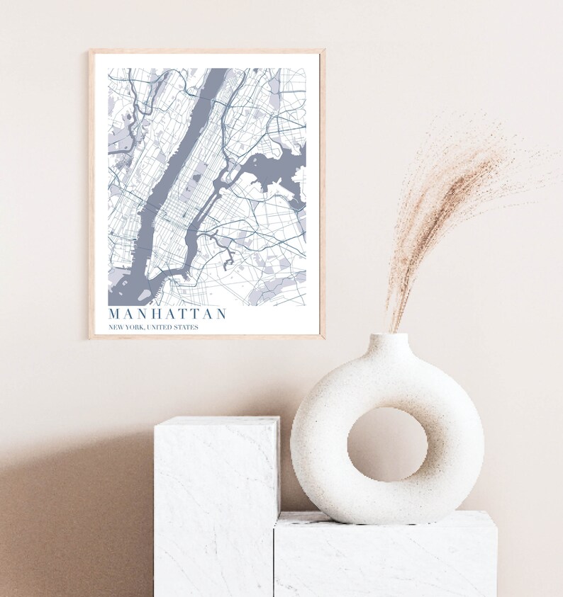 Manhattan Map Printable Manhattan Digital Map NYC Wall Art New York ...