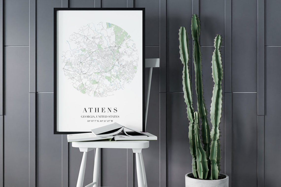 Athens Georgia Map Map of Georgia Map of Downtown Athens GA - Etsy