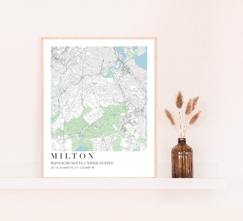 Milton MA Map Digital Download, Map of Milton Map, Map of Milton ...