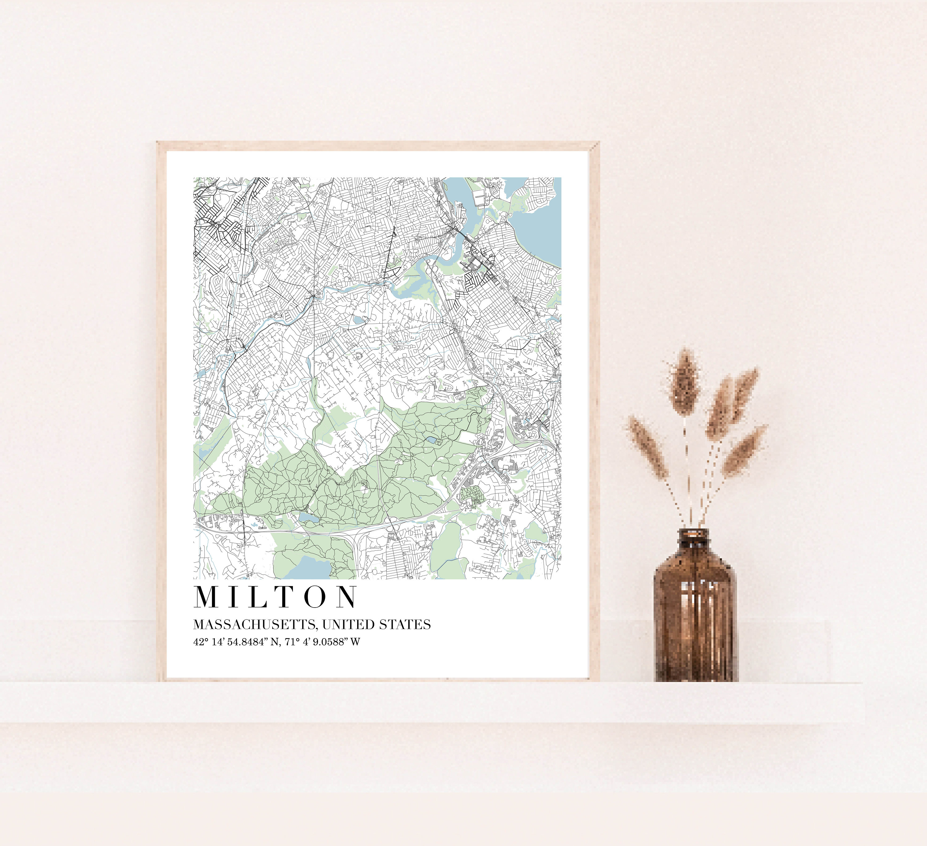Milton MA Map Digital Download, Map of Milton Map, Map of Milton ...