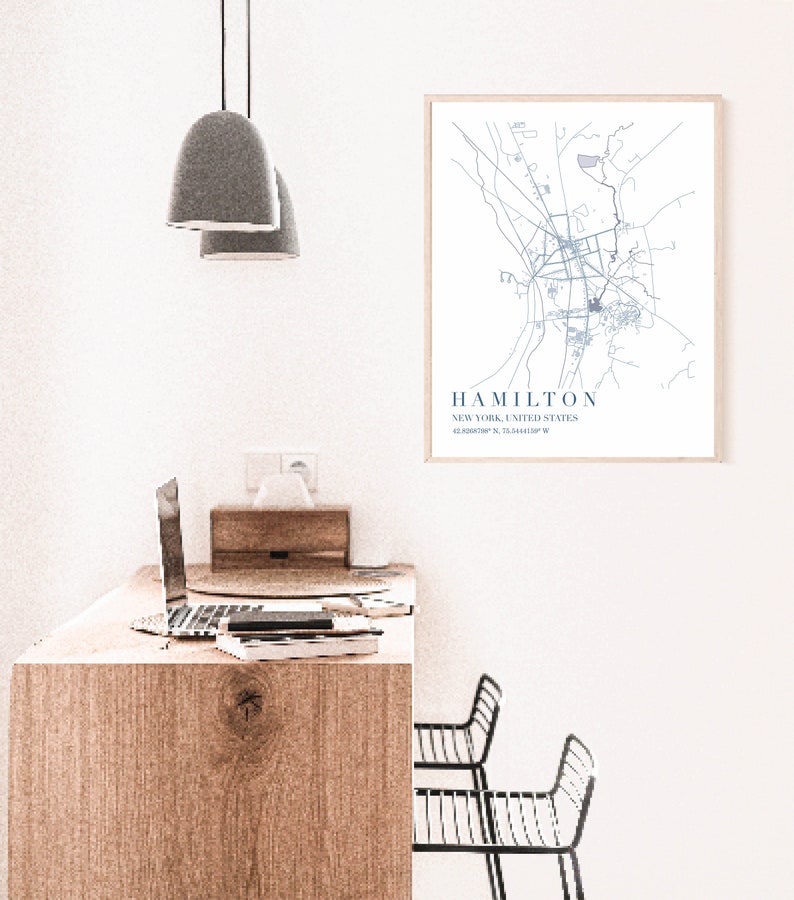 Hamilton New York Map Digital Printable, Map of Hamilton New York ...