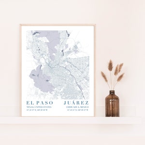 El Paso and Juarez Map Digital, Map of Juarez Mexico and El Paso Texas ...