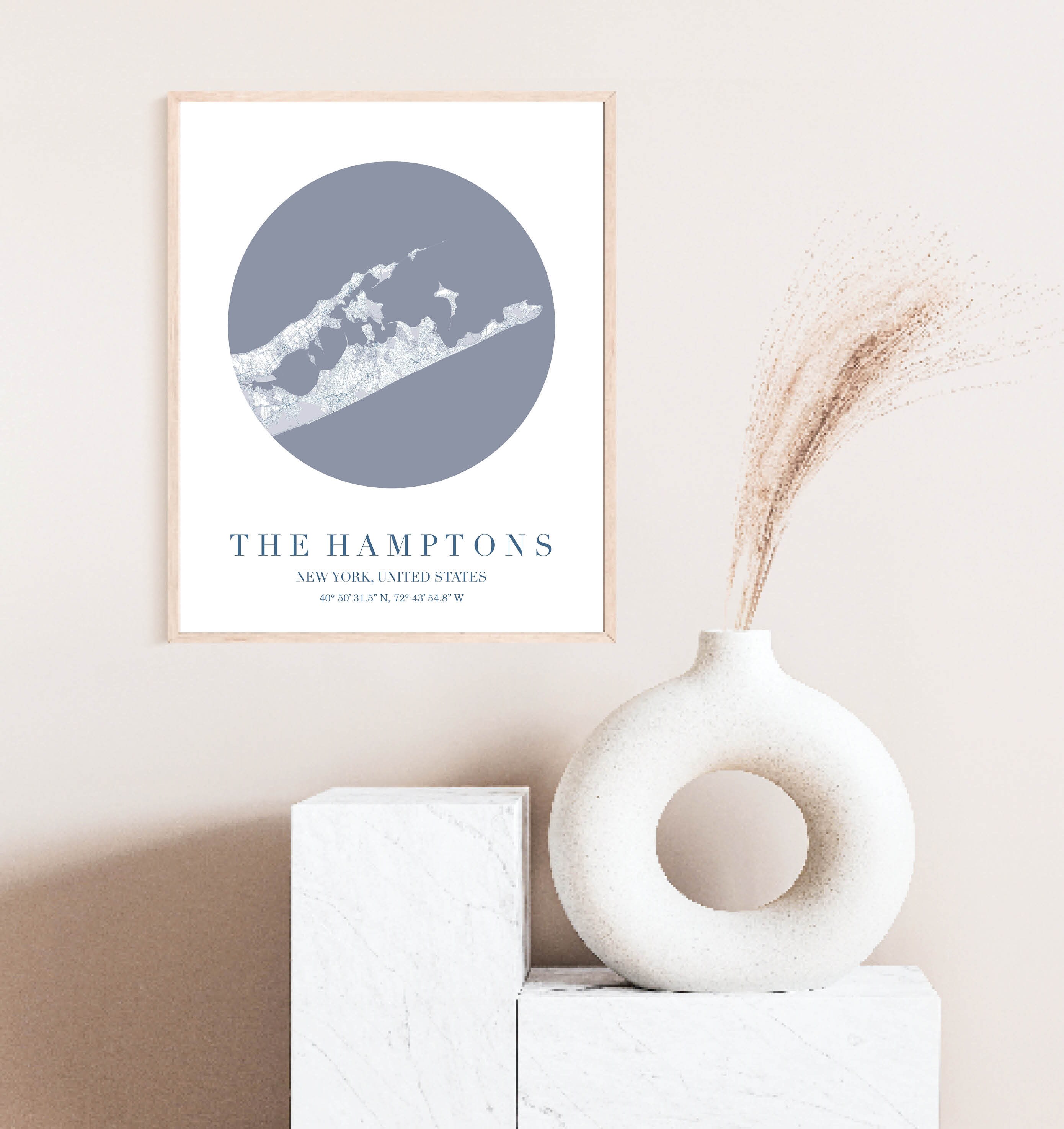 The Hamptons Print, the Hamptons Wall Art, Map of the Hamptons New York ...