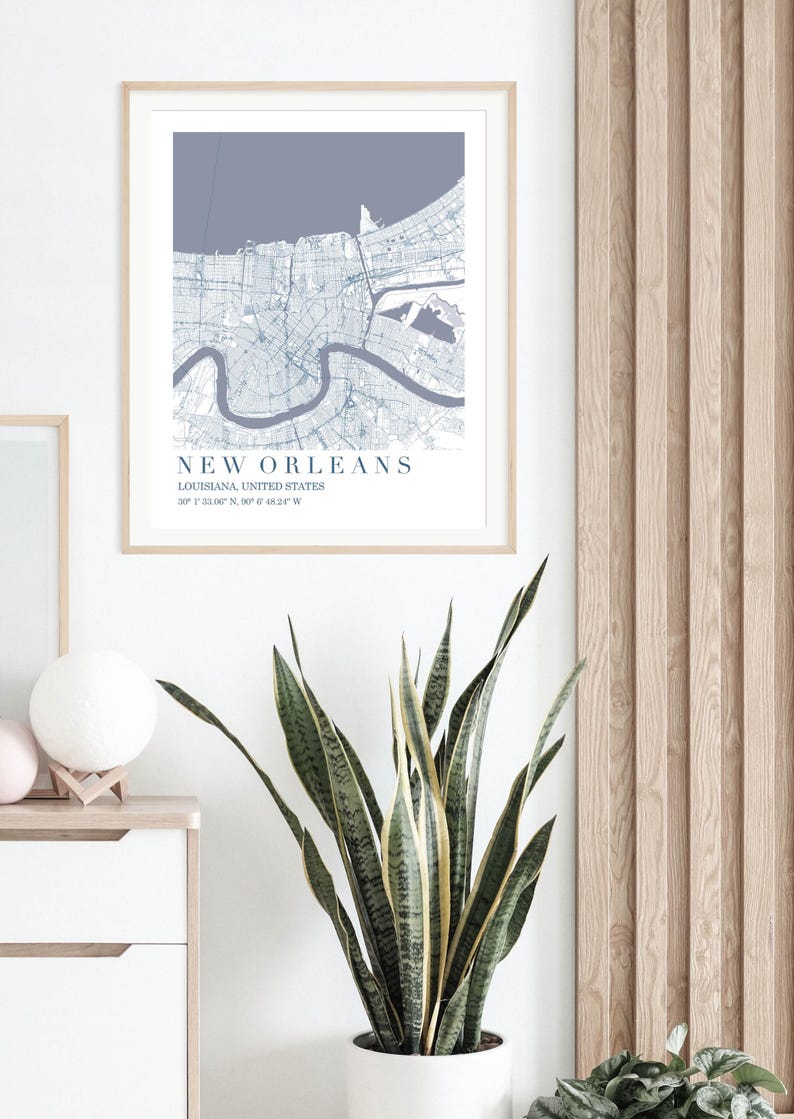 New Orleans Map, New Orleans Illustrated Map, New Orleans Art, New ...
