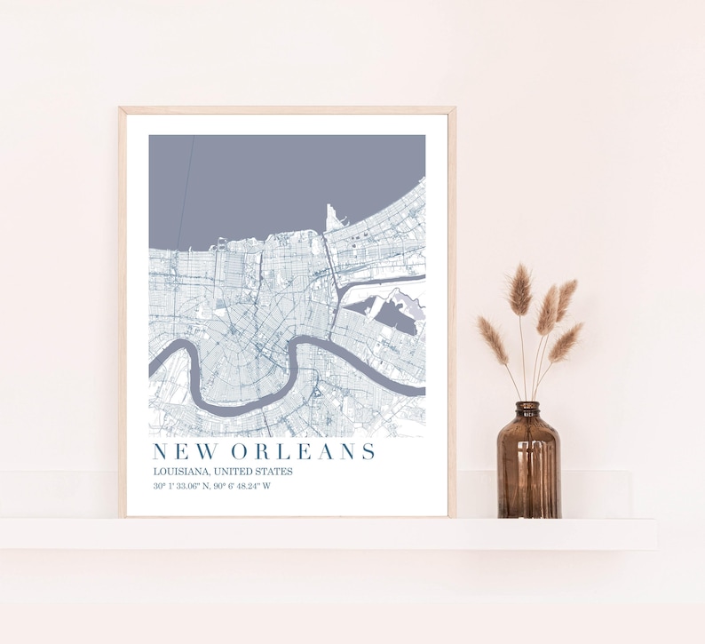 New Orleans Map, New Orleans Illustrated Map, New Orleans Art, New ...