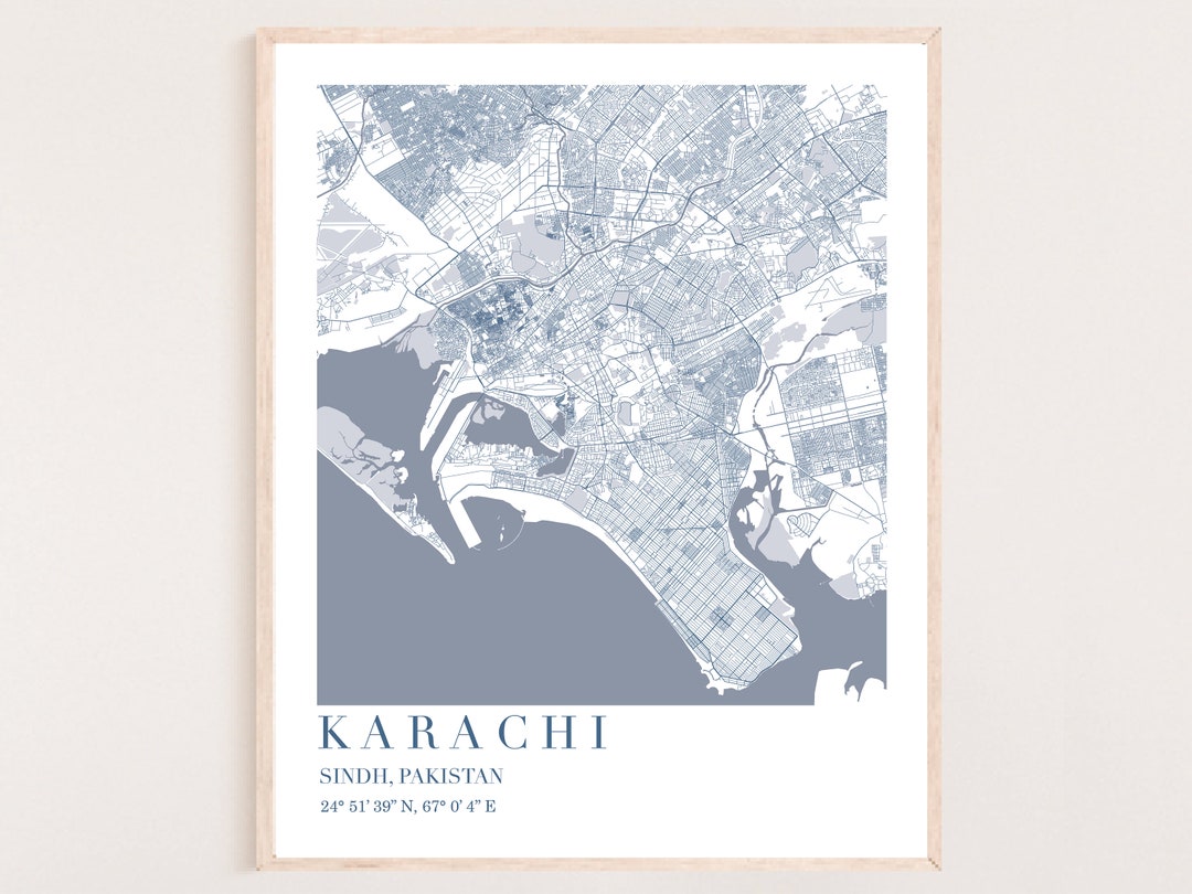 Karachi Map | Pakistan Poster | Print Karachi | Karachi Wall Art ...