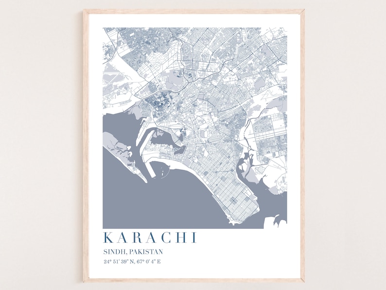 Karachi Map | Pakistan Poster | Print Karachi | Karachi Wall Art ...