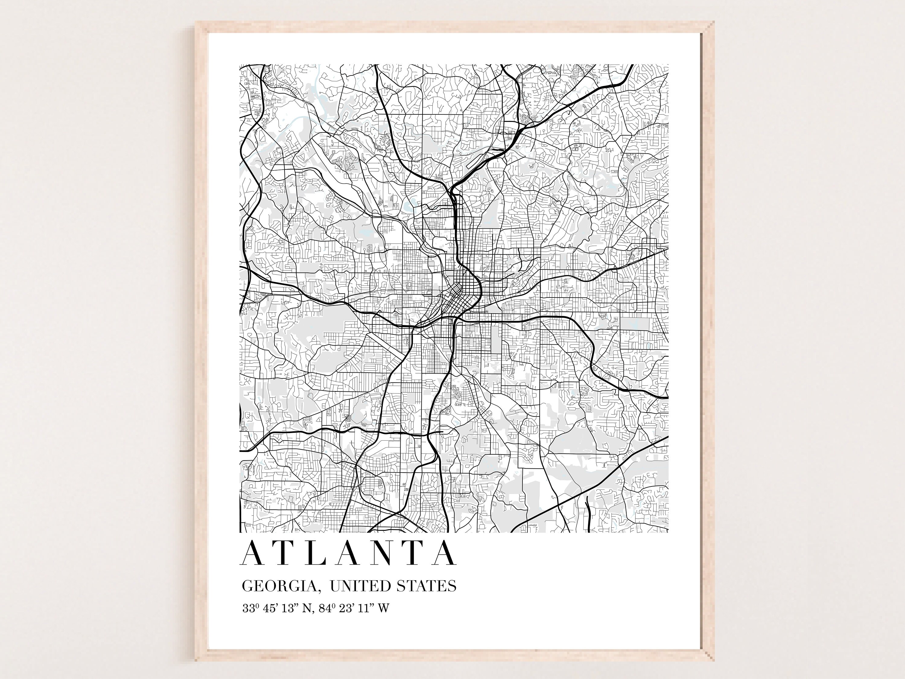Atlanta Map Print | Atlanta Map Art | Atlanta City Map | Atlanta Map ...