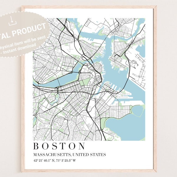 Boston Map Poster - Etsy