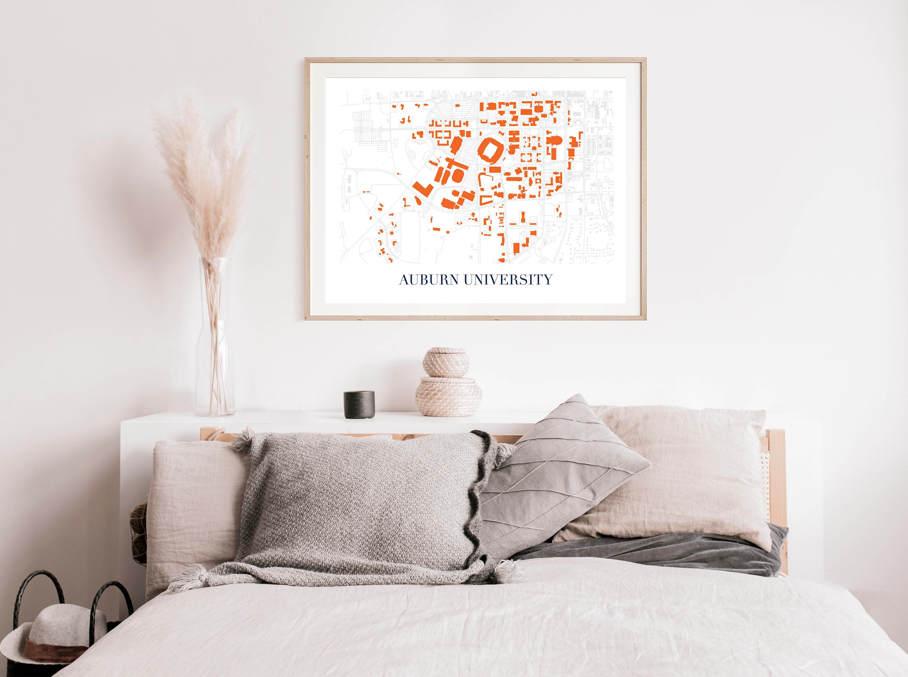 Auburn Campus Map Auburn University Map of Auburn Alabama - Etsy
