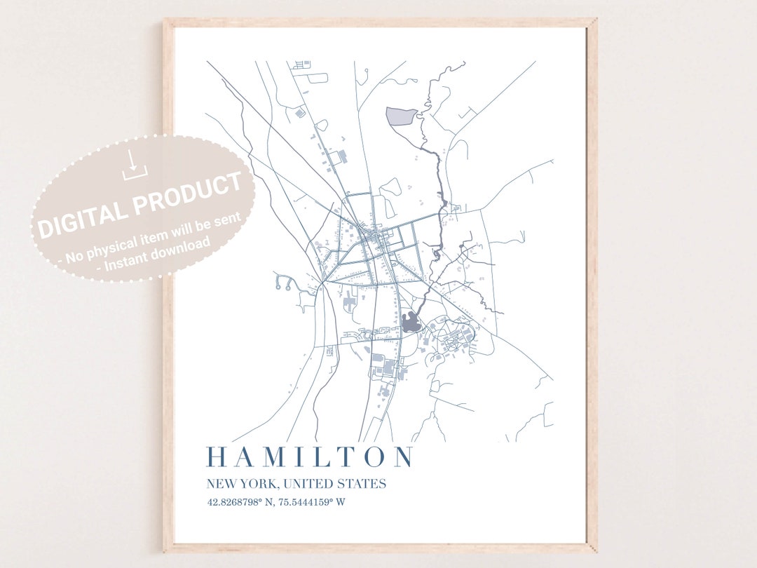 Hamilton New York Map Digital Printable, Map of Hamilton New York ...