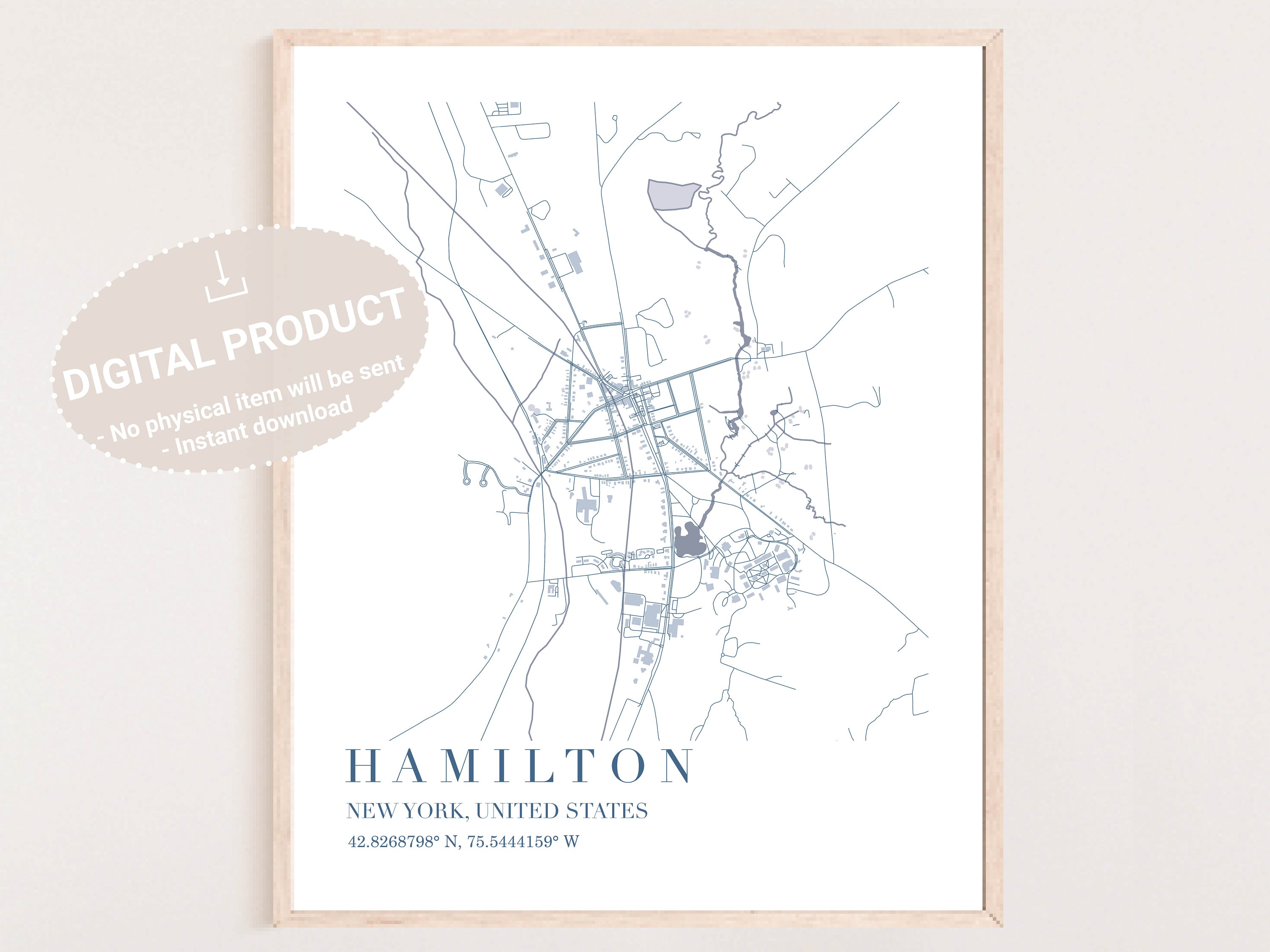 Hamilton New York Map Digital Printable, Map of Hamilton New York ...