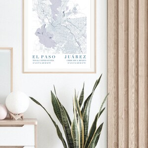 El Paso and Juarez Map Digital, Map of Juarez Mexico and El Paso Texas ...