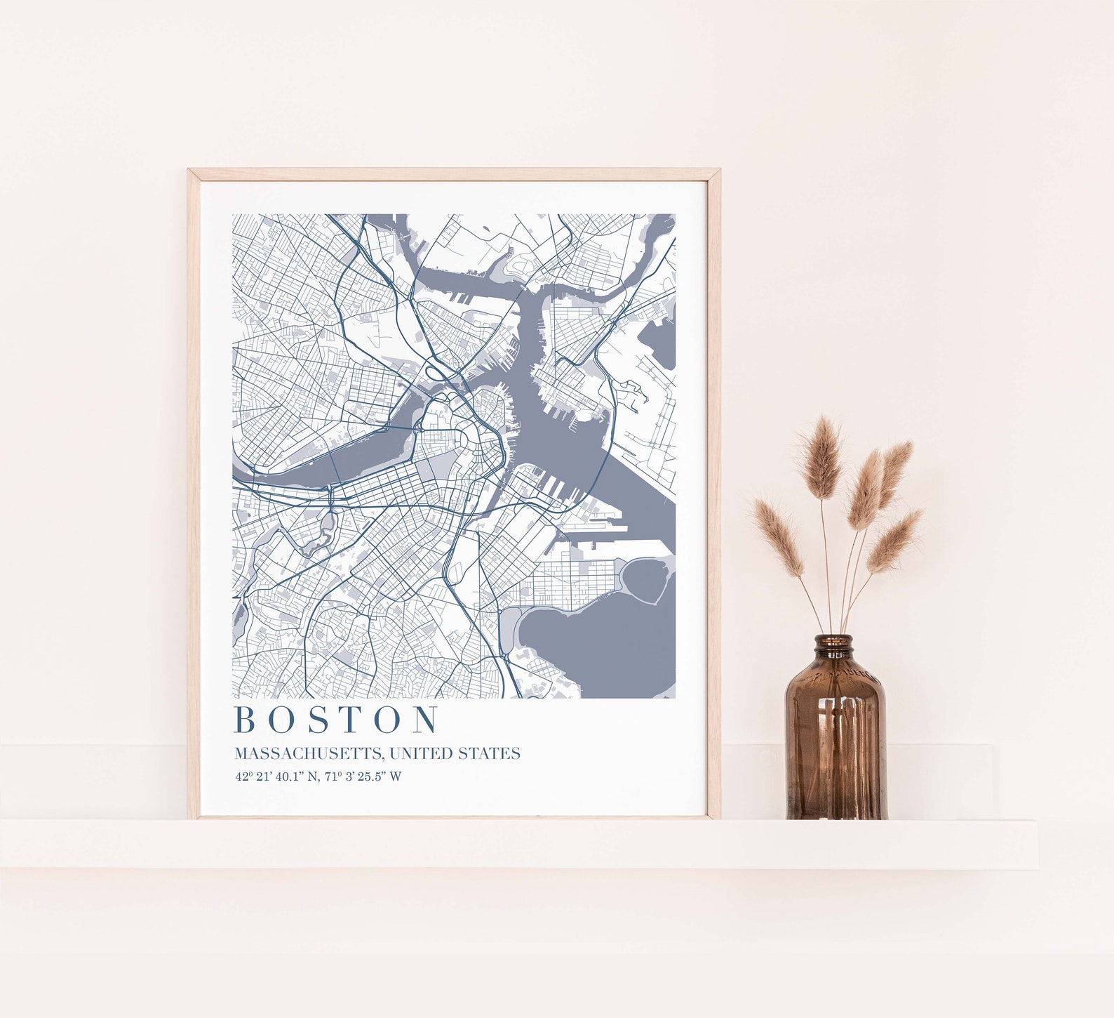 Boston Map Digital Download Boston Map Download Boston MA Poster Navy ...