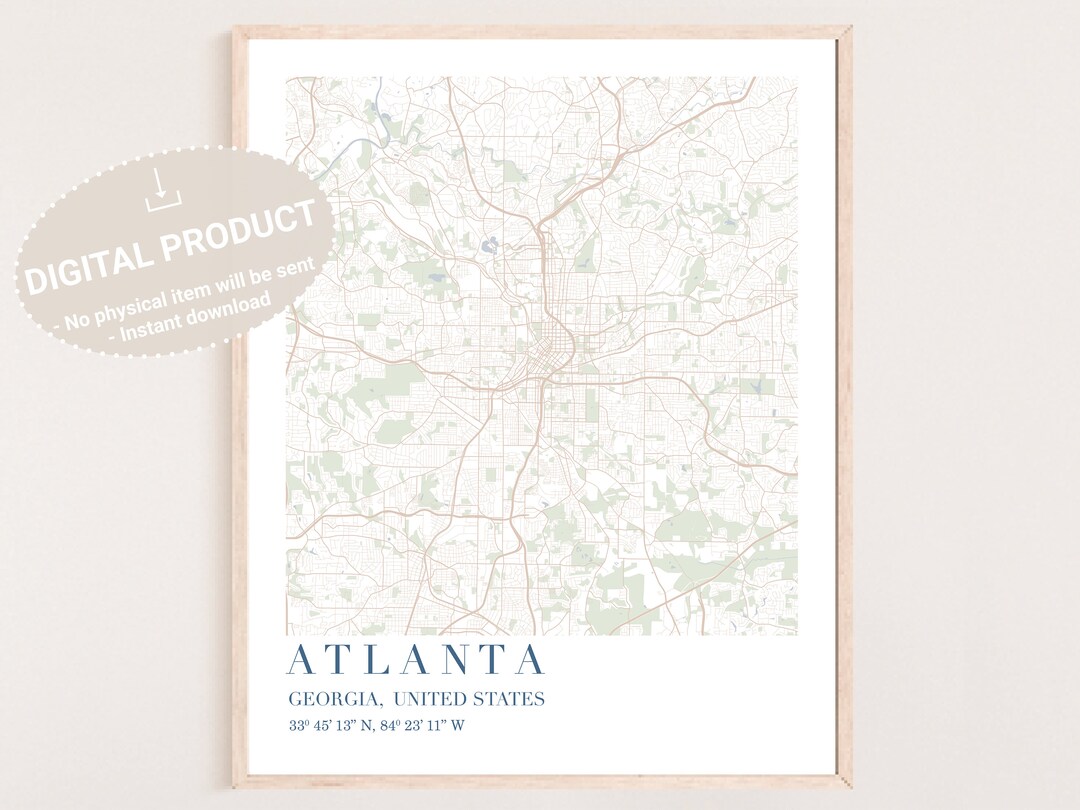 Atlanta Digital Print | Atlanta Map Print | Atlanta Map Art | Atlanta ...